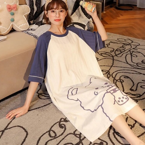 Intimates & Sleepwear | Pajama Oversized Dress Home Sleepwear Cotton ...